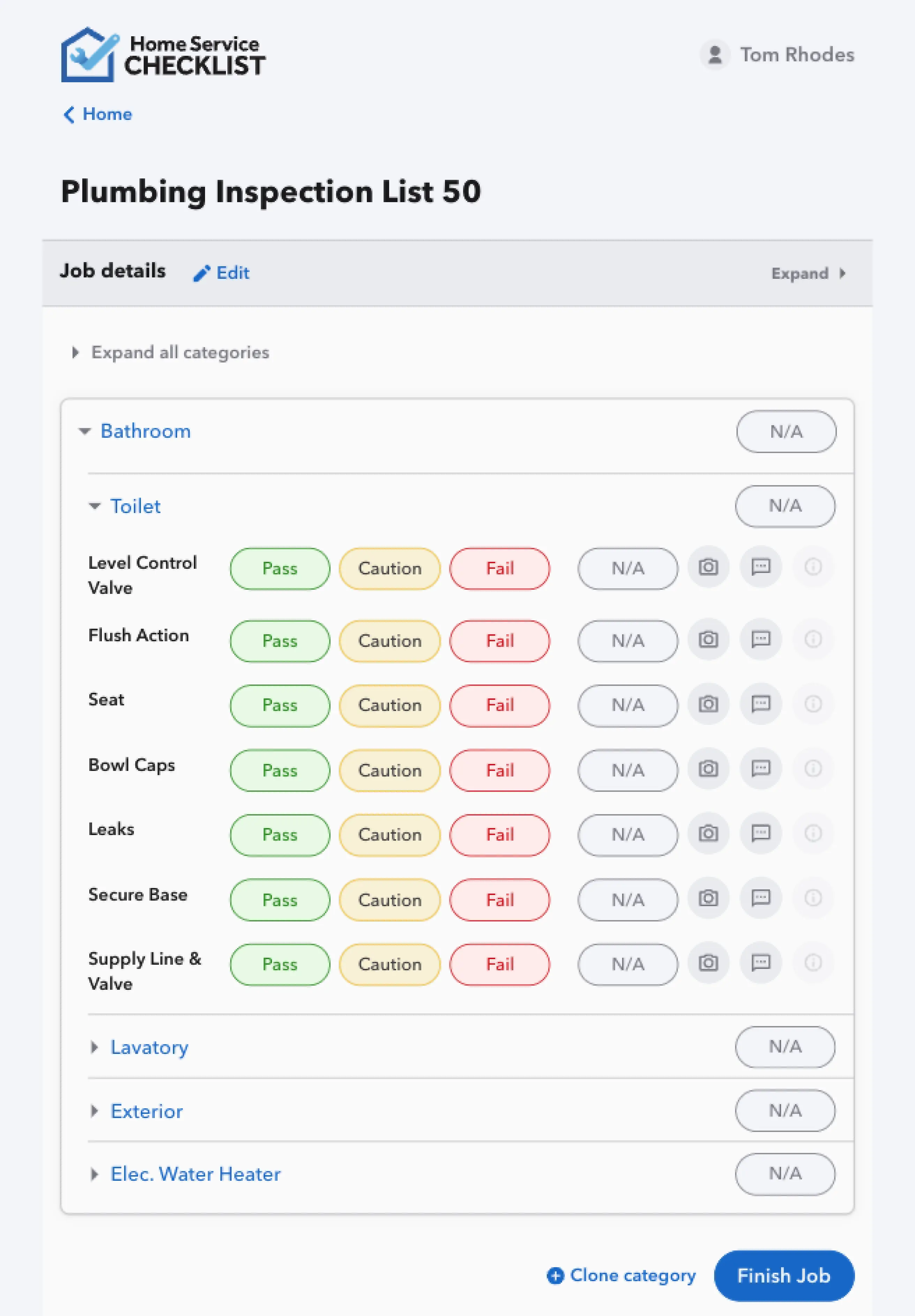Home Service Checklist