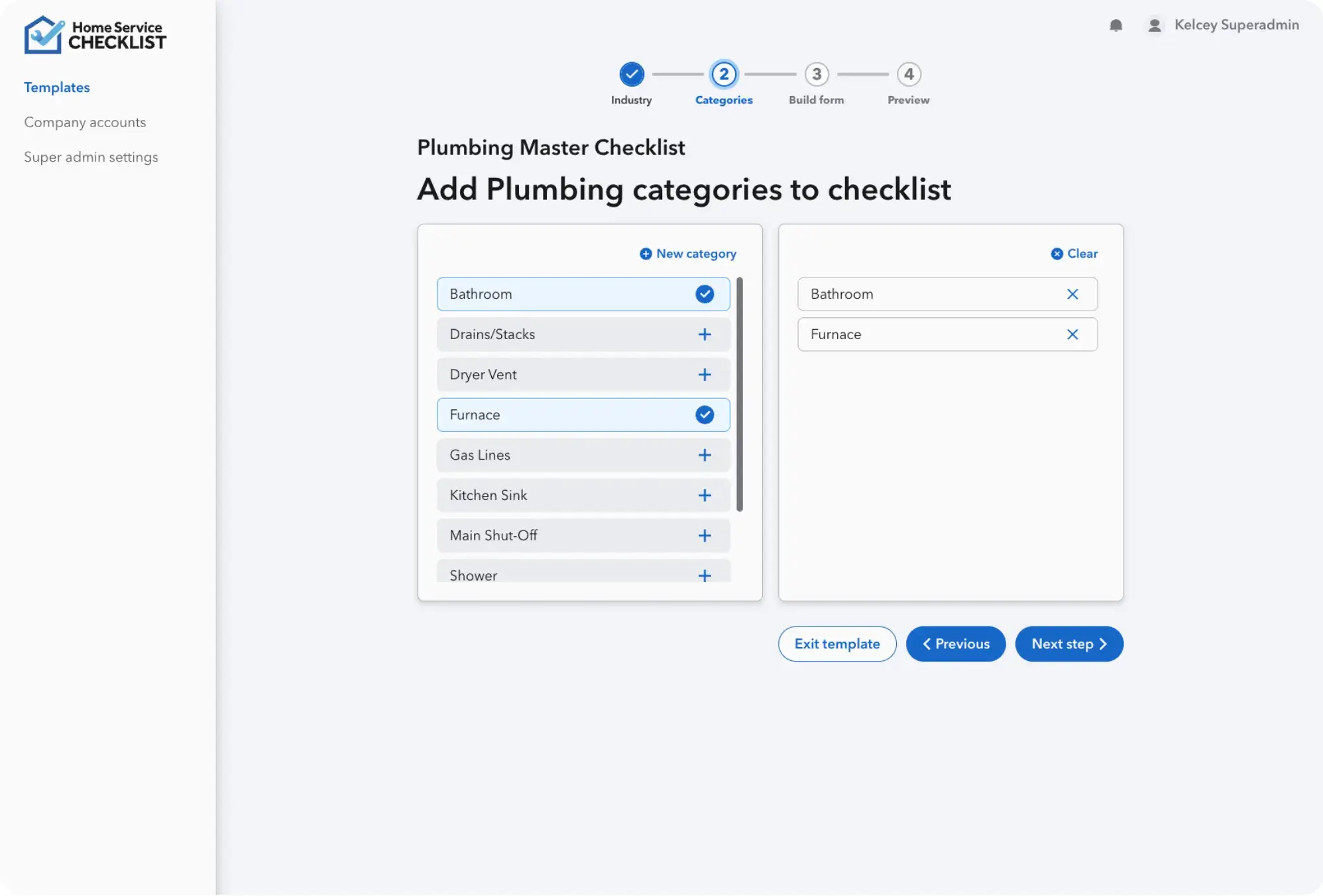 Home Service Checklist